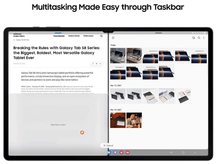 Samsung Galaxy Tab S8 Gets One UI 4.1.1 Update Based On Android 12L ...